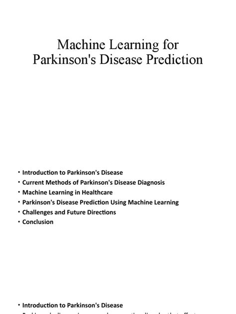 Machine Learning For Parkinsons Disease Prediction Pdf Machine Learning Parkinsons Disease