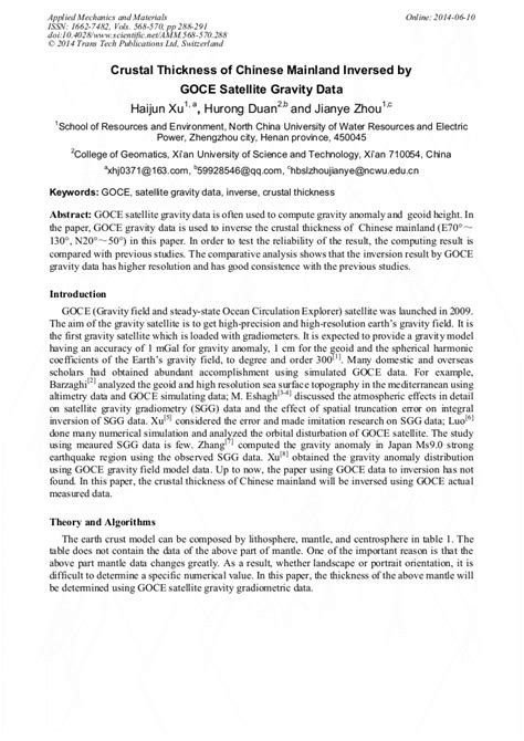 Crustal Thickness Of Chinese Mainland Inversed By Goce Satellite Gravity Data Scientific Net