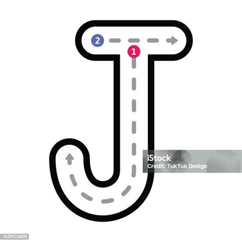 추적 알파벳 대문자 대문자 J 유치원 유치원 및 몬테소리 학교 어린이 워크 시트에 대한 점선 요소를 필기 연습 활동을위한 사전