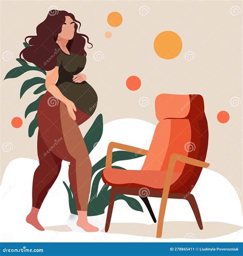 Pregnant Woman Concept Vector Illustration In Cute Cartoon Style