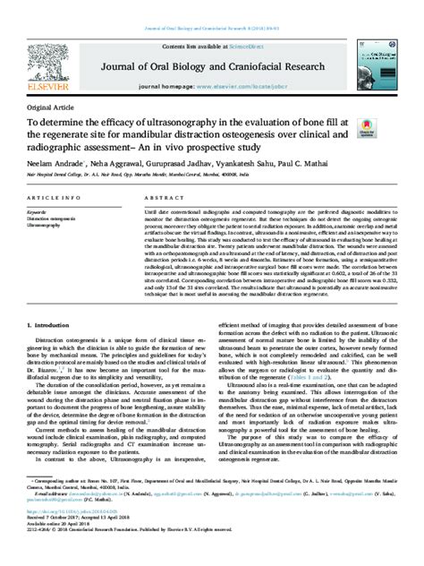 To Determine The Efficacy Of Ultrasonography In The Evaluation Of Bone Fill At The Regenerate