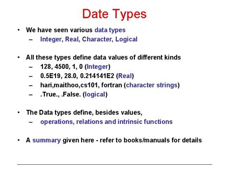 Structured Data Types Date Types We Have Seen