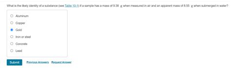 Solved What Is The Likely Identity Of A Substance See Table