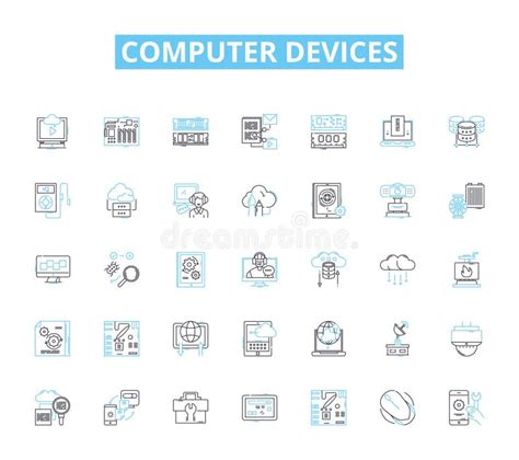 Computer Devices Linear Icons Set Processor Motherboard Graphics