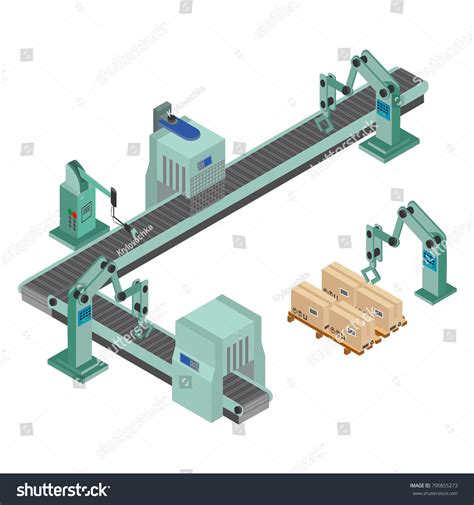 Automated Factory Assembly Line Robotic Arm Stock Vector Royalty Free