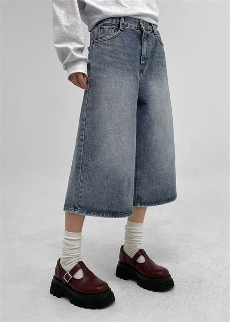 블랙업 토푸크 워싱 버뮤다 데님팬츠