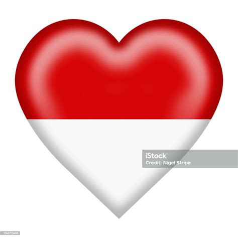 인도네시아 국기 심장 버튼 3d 일리스트레이션 은 클리핑 경로와 흰색에 격리 0명에 대한 스톡 벡터 아트 및 기타 이미지 0