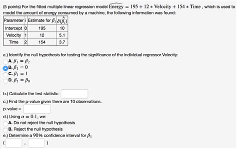 solved 5 points for the fitted multiple linear regression