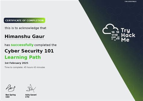 Cybersecurity Tryhackme Learningpath Ethicalhacking Pentesting Himanshu Gaur