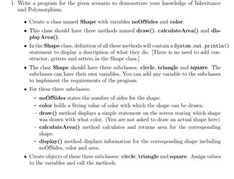 Solved 1 Write A Program For The Given Scenario To