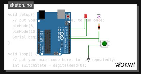 LED Control With Switch PULL UP Technique Wokwi ESP32 STM32 Arduino Simulator