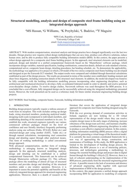 Pdf Structural Modelling Analysis And Design Of Composite Steel Frame Building Using An