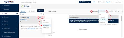 Assigning Conversations In The Inbox Tpg Telecom Messaging Hub