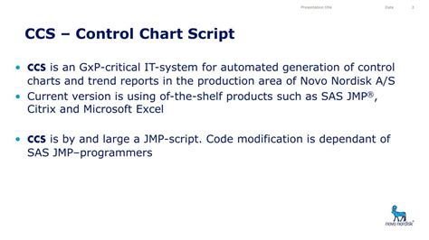 Ppt Case Story From Novo Nordisk Ccs — Control Chart Script