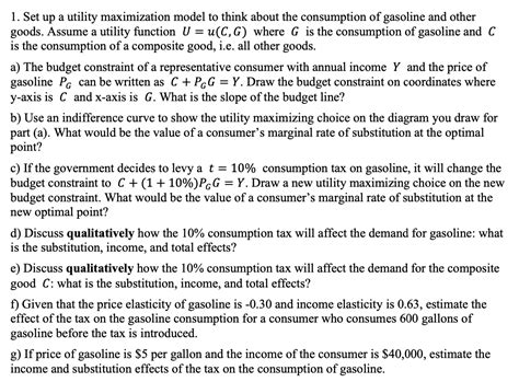 Solved Set Up A Utility Maximization Model To Think About