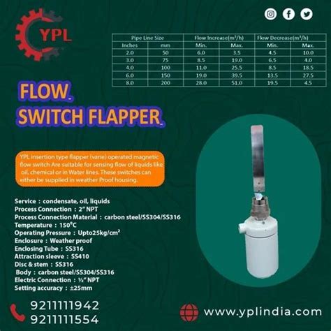 Flow Switch Flapper Ypl Fsf33 At ₹ 6490piece Flow Switches In
