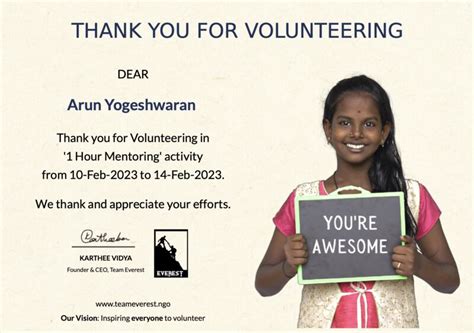 arun yogeshwaran on linkedin volunteering