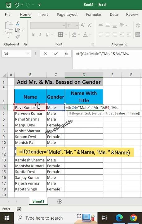 How To Add Mr And Mrs In Excel Focusinguide Tricks And Tipsexceltech Exceltips Tutorial