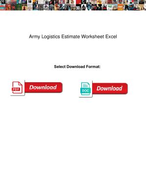 Fillable Online Army Logistics Estimate Worksheet Excel Army Logistics Estimate Worksheet Excel