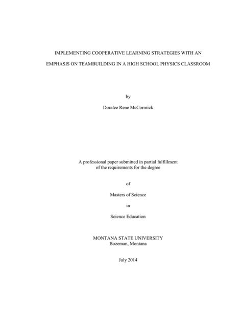 Implementing Cooperative Learning Strategies With An