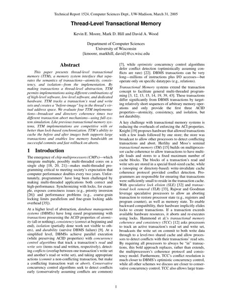 Pdf Thread Level Transactional Memory