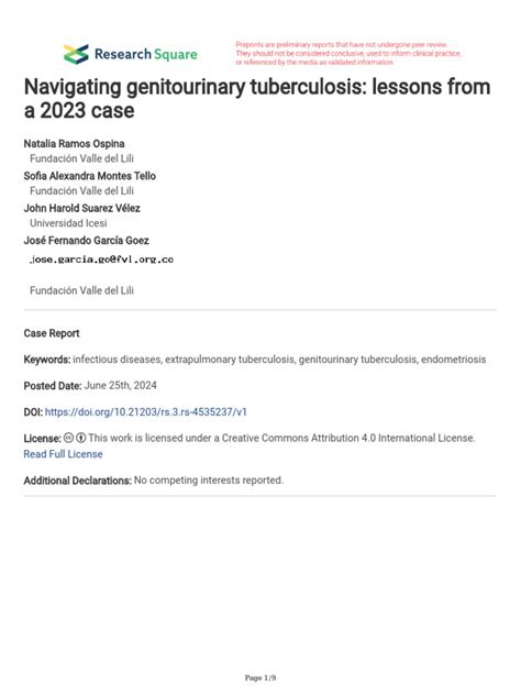 Navigating Genitourinary Tuberculosis Lessons From Pdf Tuberculosis Clinical Medicine
