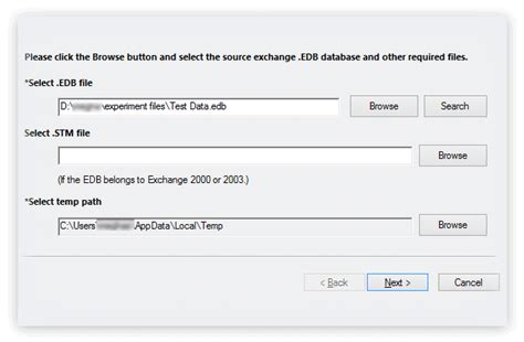 Browse And Upload The Specific Edb File