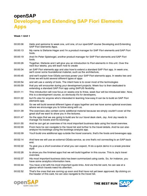 Developing And Extending Sap Fiori Elements Apps Opensap Pdf Web Application Metadata