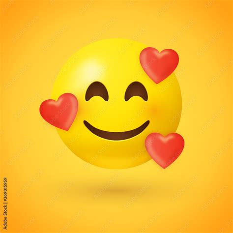 Plakat Emoji With Hearts In Love Face Emoticon Face With Smiling