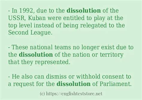In Sentence Examples Of Dissolution Englishteststore Blog