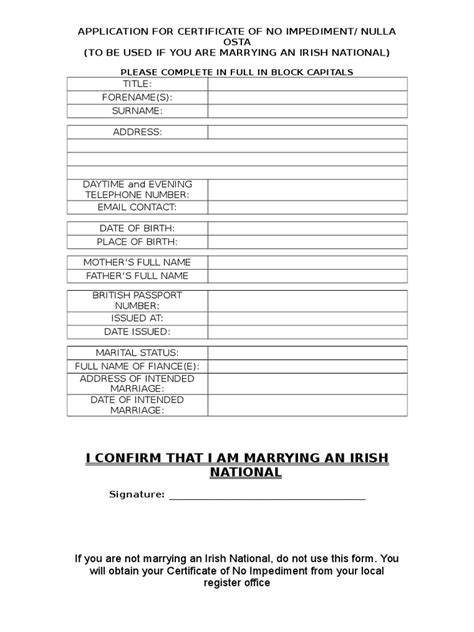 Nulla Osta Form Pdf Marriage Mail