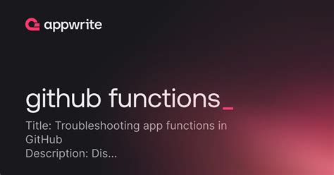 Github Functions Threads Appwrite
