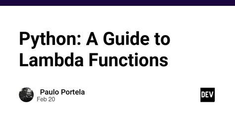 Python A Guide To Lambda Functions Dev Community