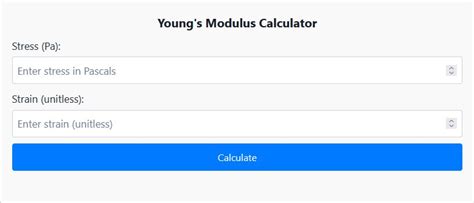 Youngs Modulus Calculator Stress Strain