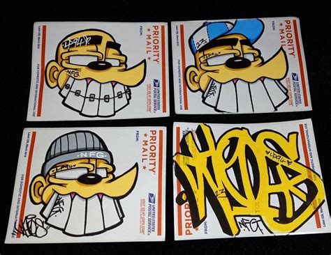 Graffiti Stickers Usps 228 Labels Pack Of 4 Original Artworks Etsy