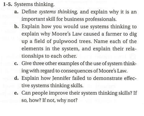 Solved 1 5 Systems Thinking A Define Systems Thinking