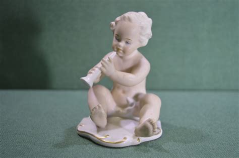 Купить Статуэтка фигурка фарфоровая Путти Музыкант Мальчик с дудочкой Фарфор Шаубах