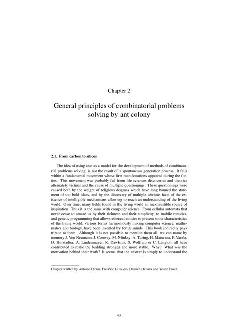 Pdf General Principles Combinatorial Problems Solving Ant Colony