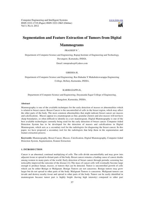 Gmentation And Feature Extraction Of Tumors From Digital Mammogr