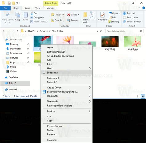 How To Add Slide Show Context Menu In Windows 10