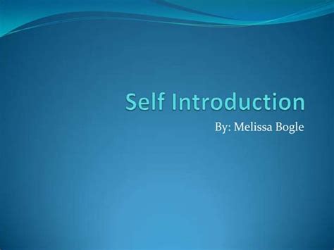 Self Introduction Ppt