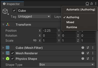 The Physicscollider Component Unity Physics Pre