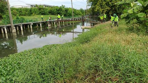 เจ้าหน้าที่ เก็บขยะวัชพืชคลองศาลาลอยบน สํานักงานประชาสัมพันธ์