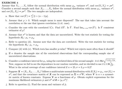 solved exercise4 assume that yi y follow the normal