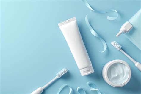Premium Photo Oral Care Products With Toothbrushes Toothpaste And Floss