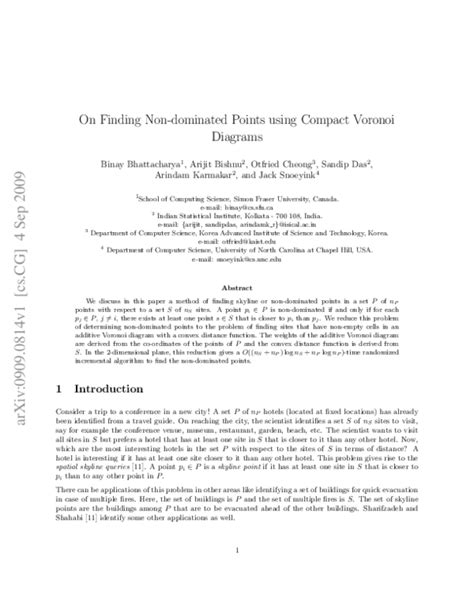 Pdf On Finding Non Dominated Points Using Compact Voronoi Diagrams