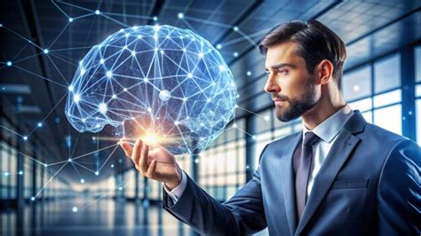 Businessman Touching The Brain Working Of Artificial Intelligence Ai In The Futuristic Business