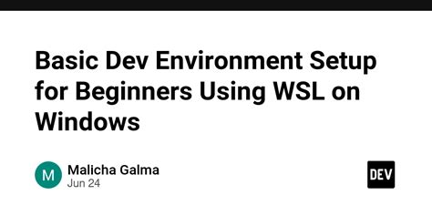 Basic Dev Environment Setup For Beginners Using Wsl On Windows Dev Community