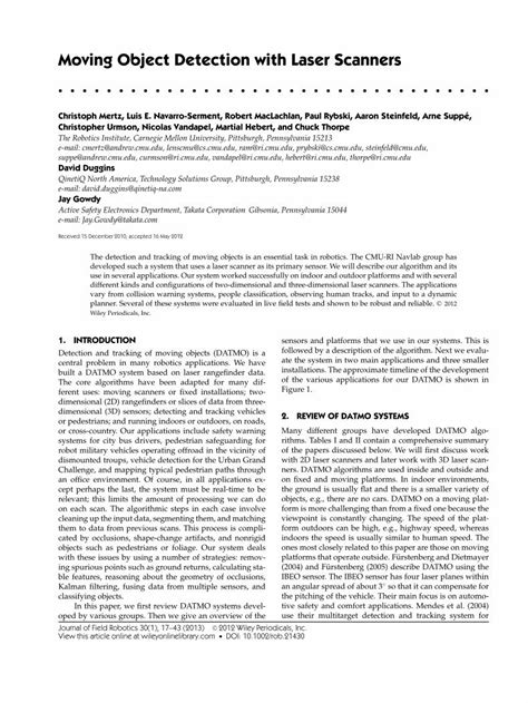 pdf moving object detection with laser scanners · moving object detection with laser scanners