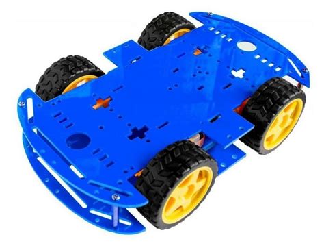Kit Chassi Com 4 Rodas 4wd Azul Arducore Robótica Educacional Arduino
